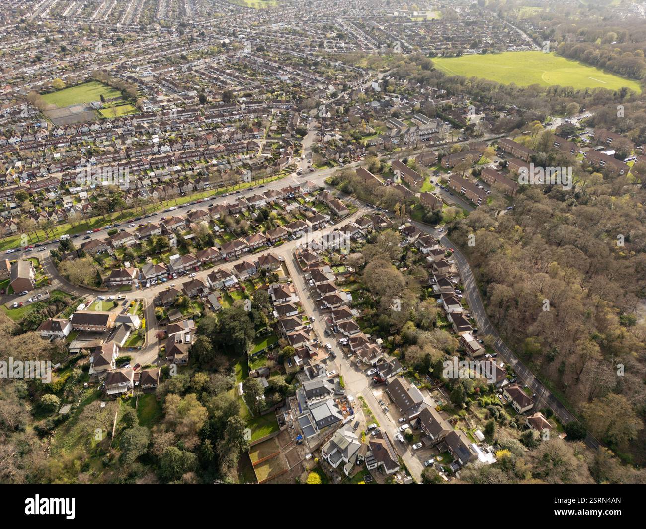 Aerial view of Lesnes Abbey Woods UK Stock Photo - Alamy