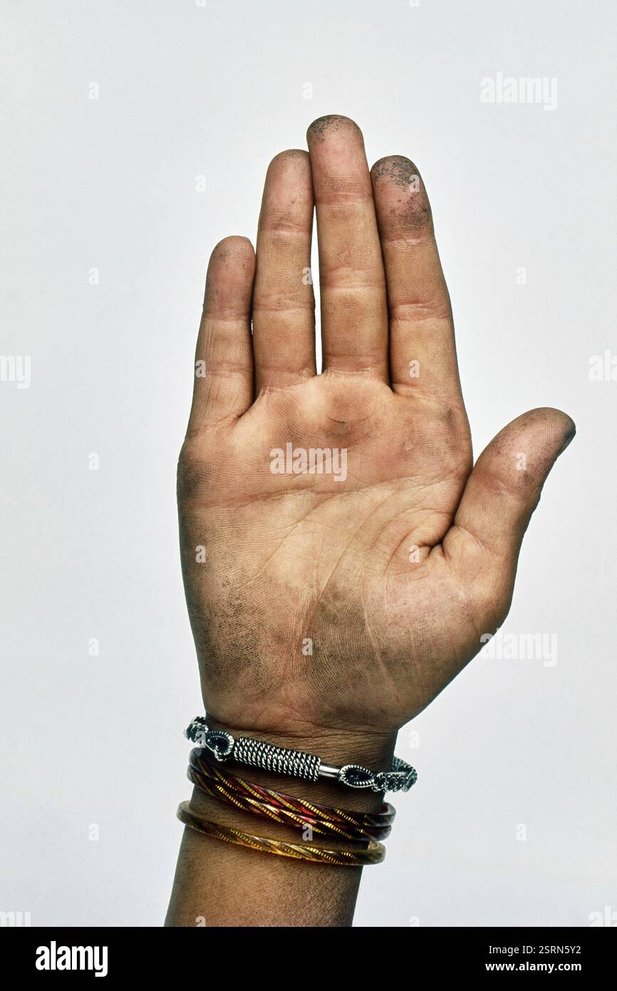 Hand close up of rag picker girl in Mumbai, Maharashtra, India, Asia ...