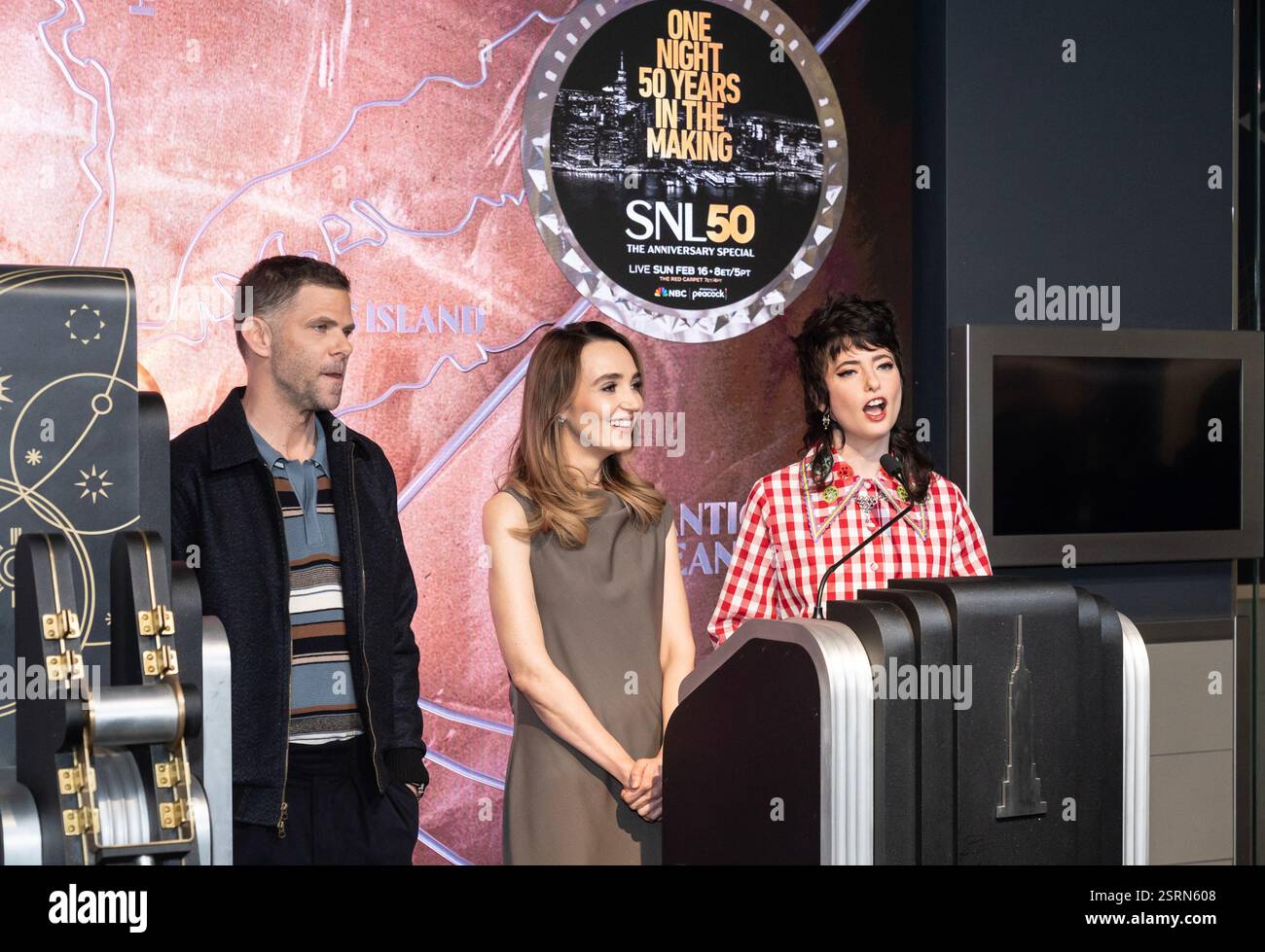 Saturday Night Live cast members Mikey Day, Chloe Fineman, Sarah ...