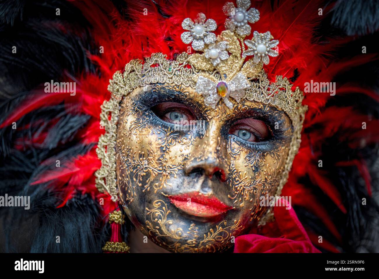 Edinburgh mask maker Lorraine Pritchard wears one of her new Venetian ...