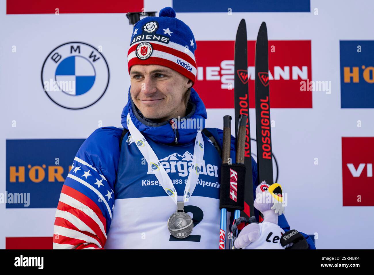 Silver medallist Campbell Wright of the United States poses during the ...