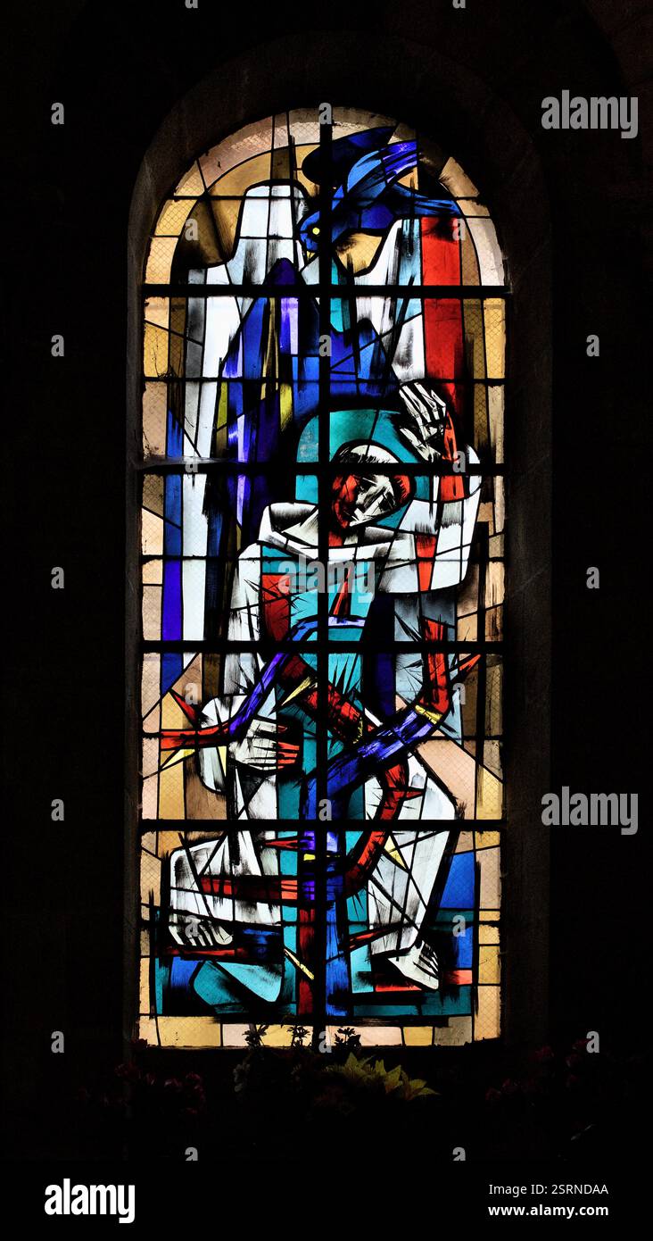 Colorful stained glass window showcases the artistic representation of ...