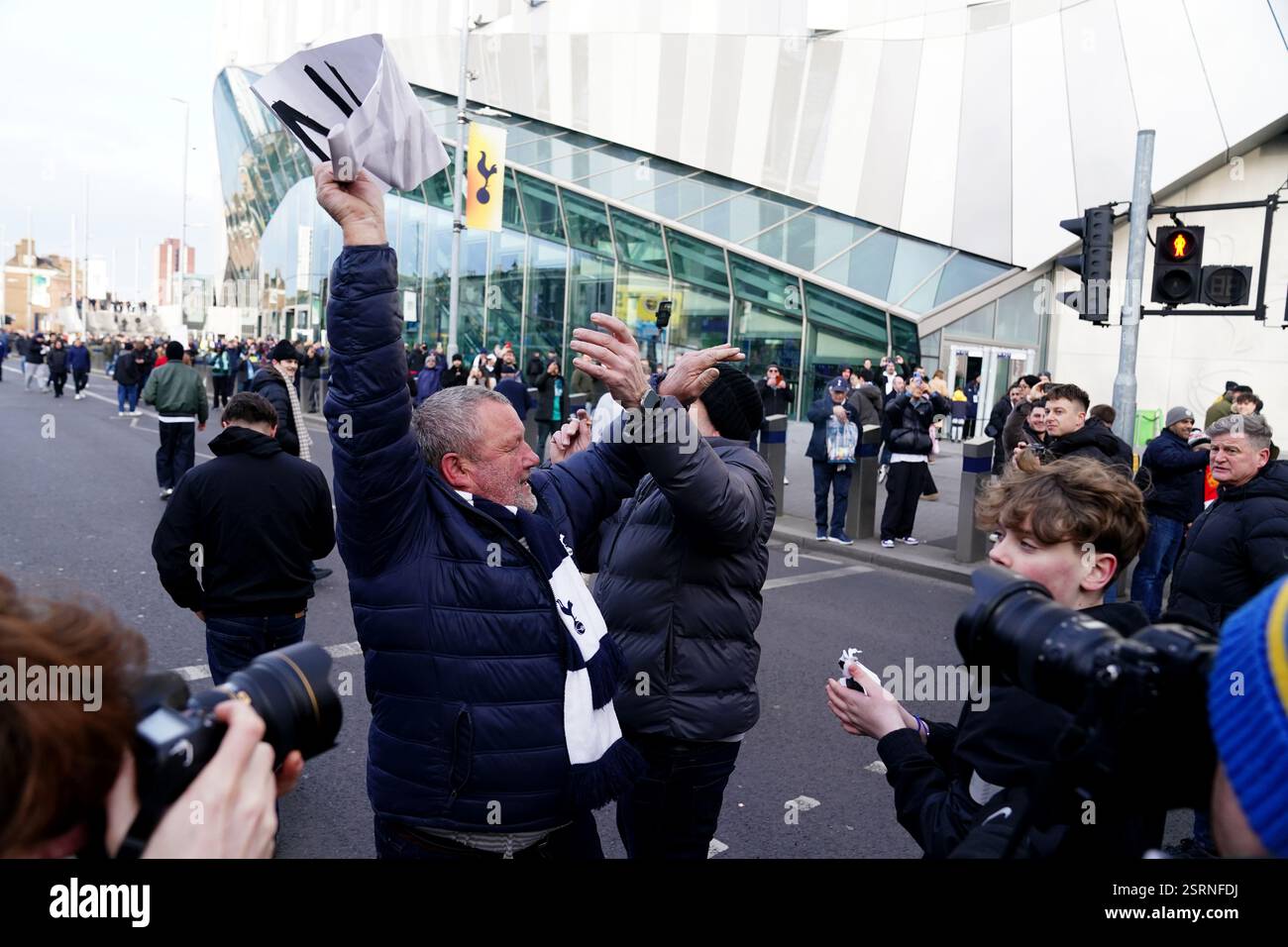 Tottenham Hotspur fans protest against the club owners ahead of the ...