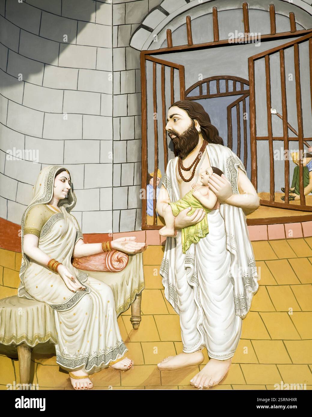 Devaki and vasudeva with child krishna in jail painting, uttar pradesh ...