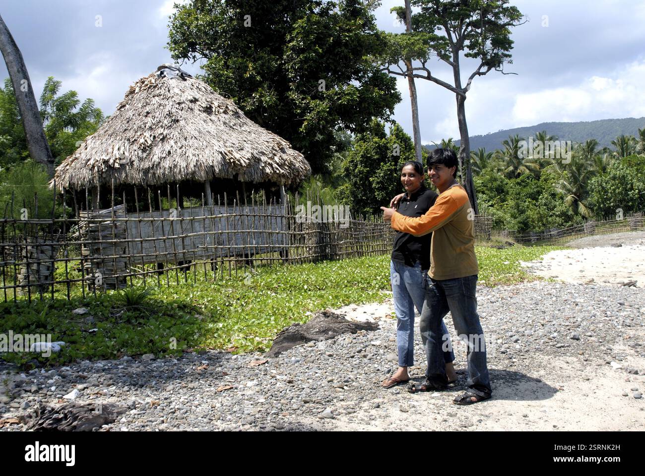 Man and woman enjoying at Rangat, Middle Andaman Islands, Bay of Bengal ...
