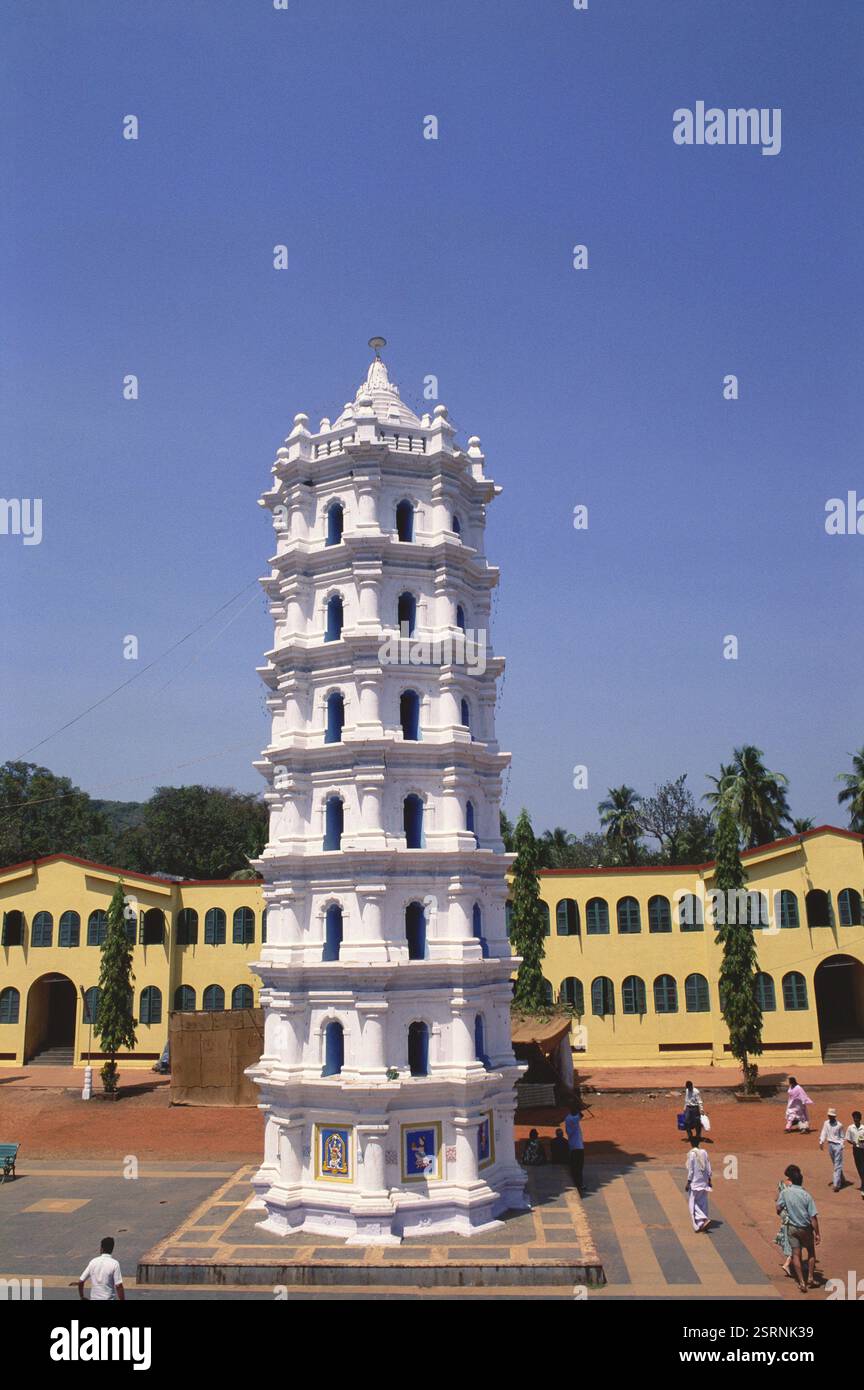 Shri Mangesh Mangeshi temple and lamp tower, Goa, India, Asia Stock ...
