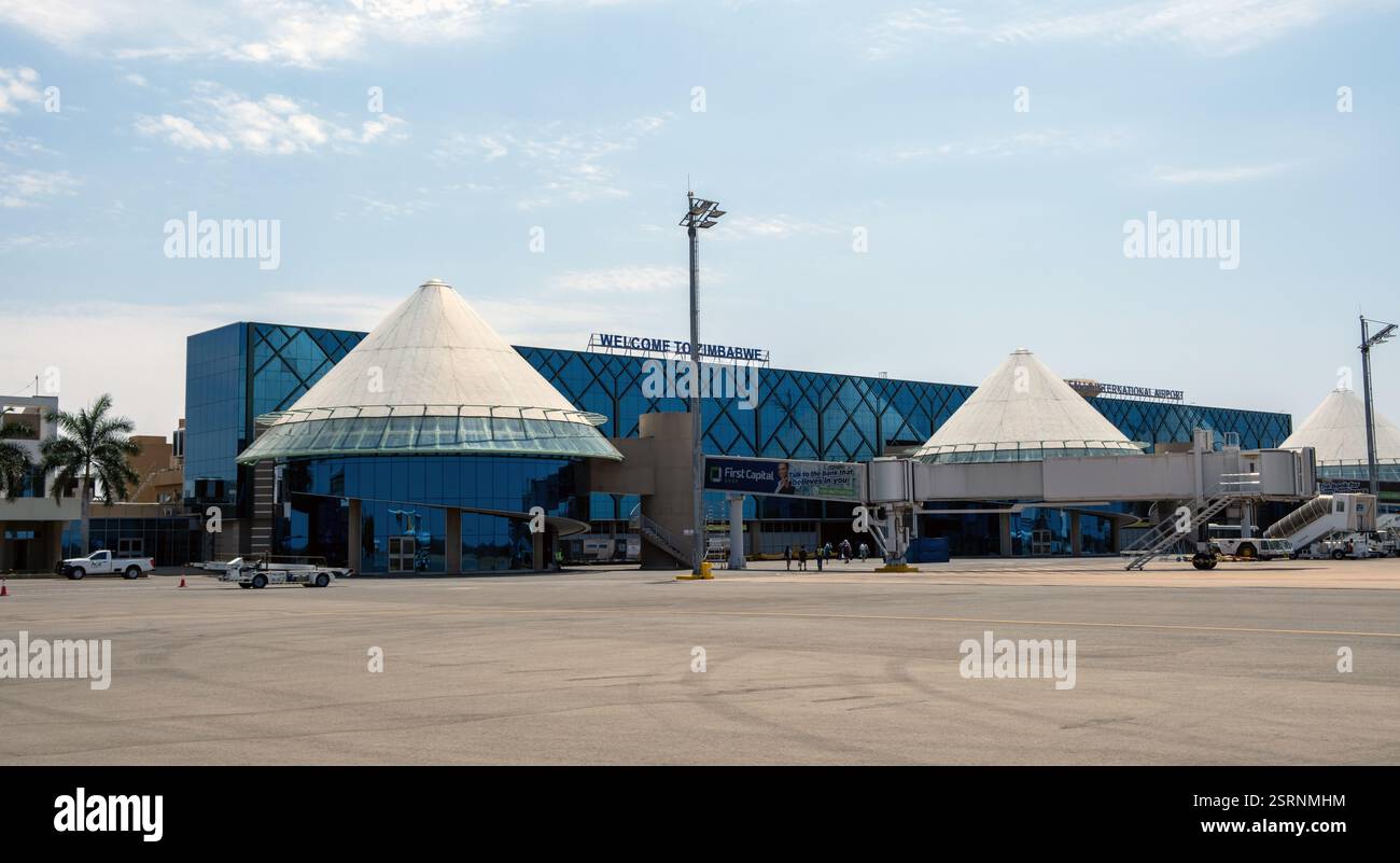 October 20, 2024. Zimbabwe, Victoria Falls airport terminal building ...
