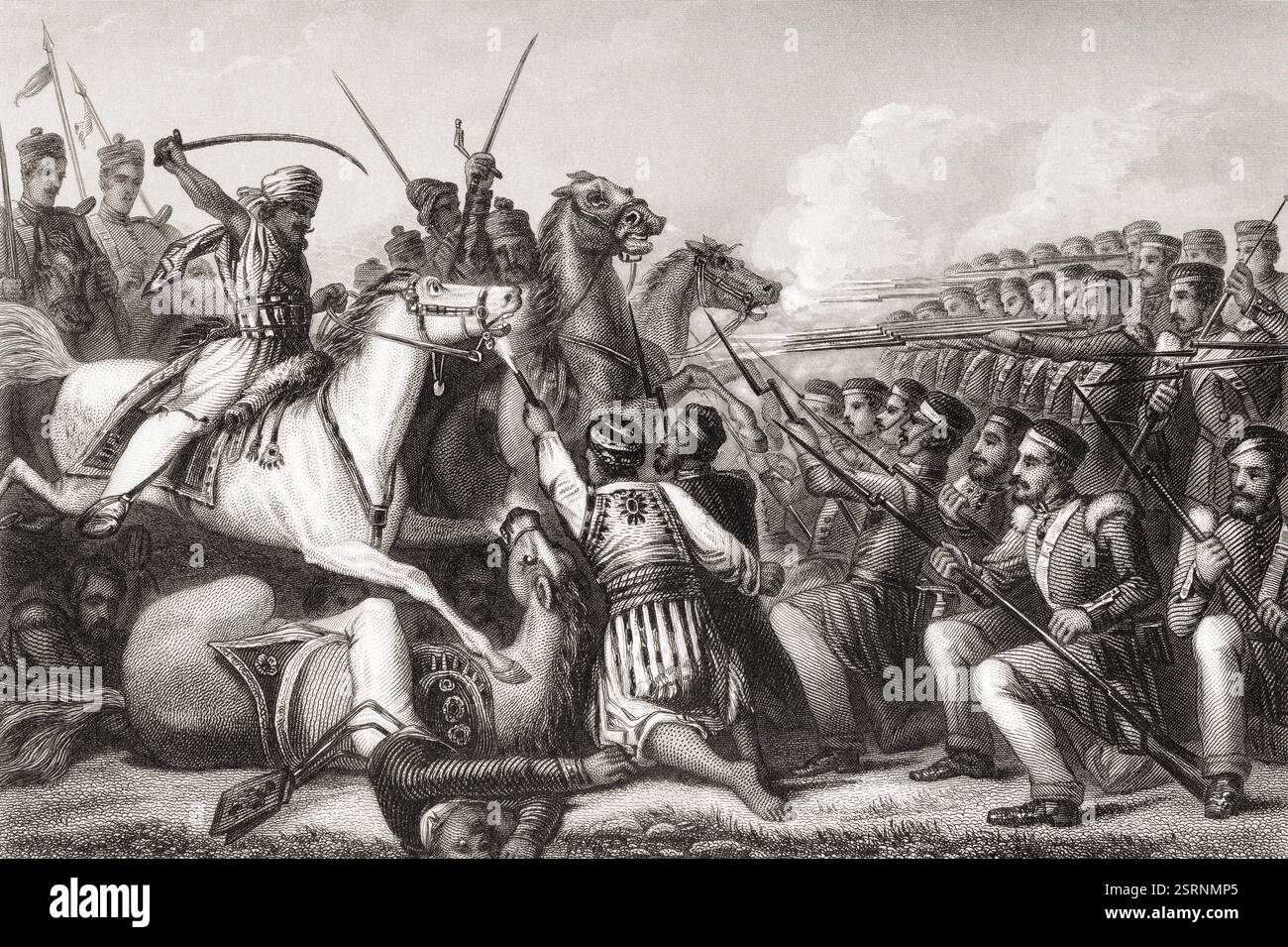 Mutineer cavalry attacking an infantry square, Battle of Cawnpore ...