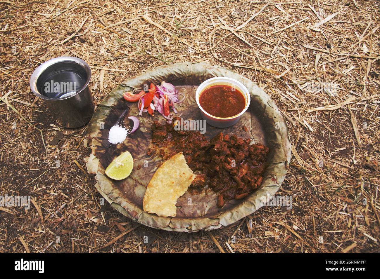 Food on leafplate at Dadi, Belgaum, Karnataka, India, Asia Stock Photo ...