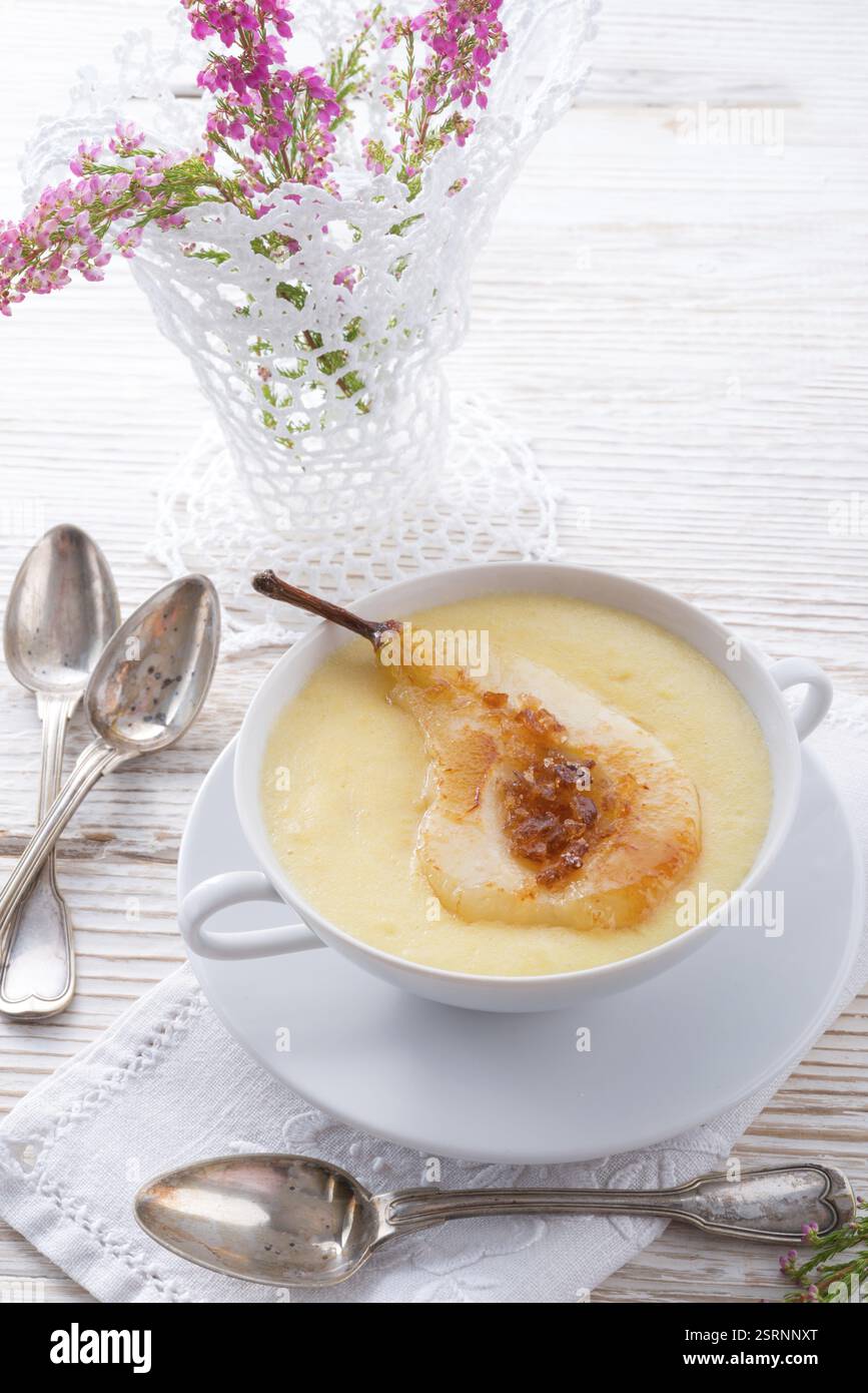 To flambe williams pears with semolina Stock Photo - Alamy