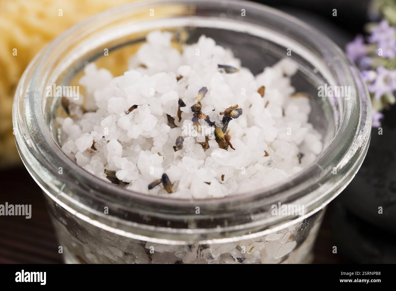 Homemade skin exfoliant (skin scrub) of sea salt, olive oil and ...