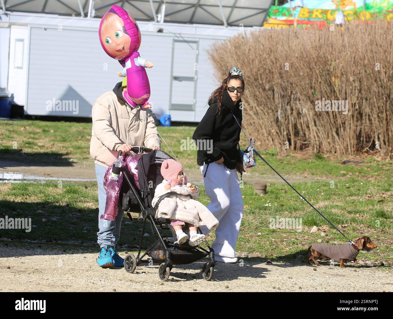 Nina Zilli walks in Sempione Park with her partner Daniele Lazzarin and ...