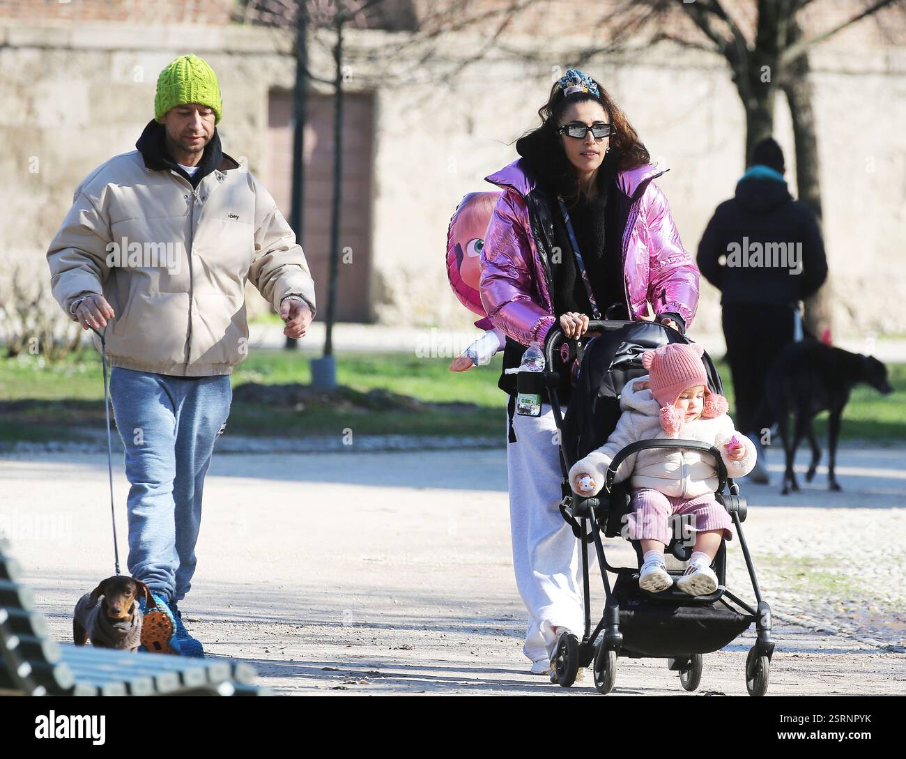 Nina Zilli walks in Sempione Park with her partner Daniele Lazzarin and ...