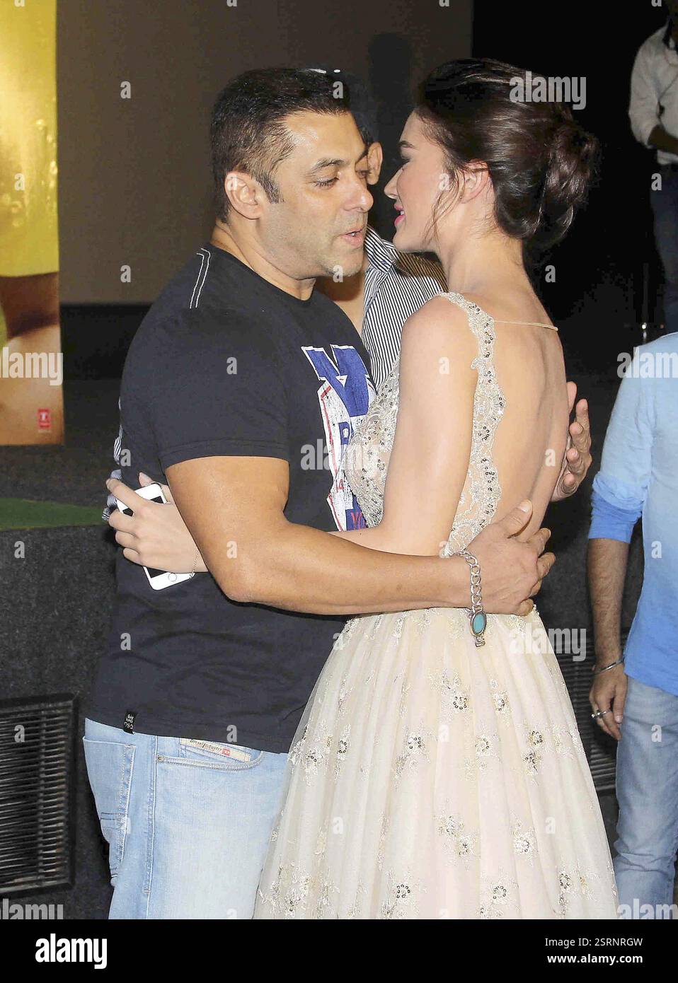 Bollywood actors Salman Khan and Amy Jackson during the trailer launch ...