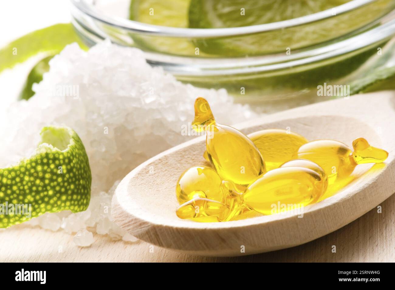 Lemon bath - bath salt, capsule and fresh fruits, poland Stock Photo ...