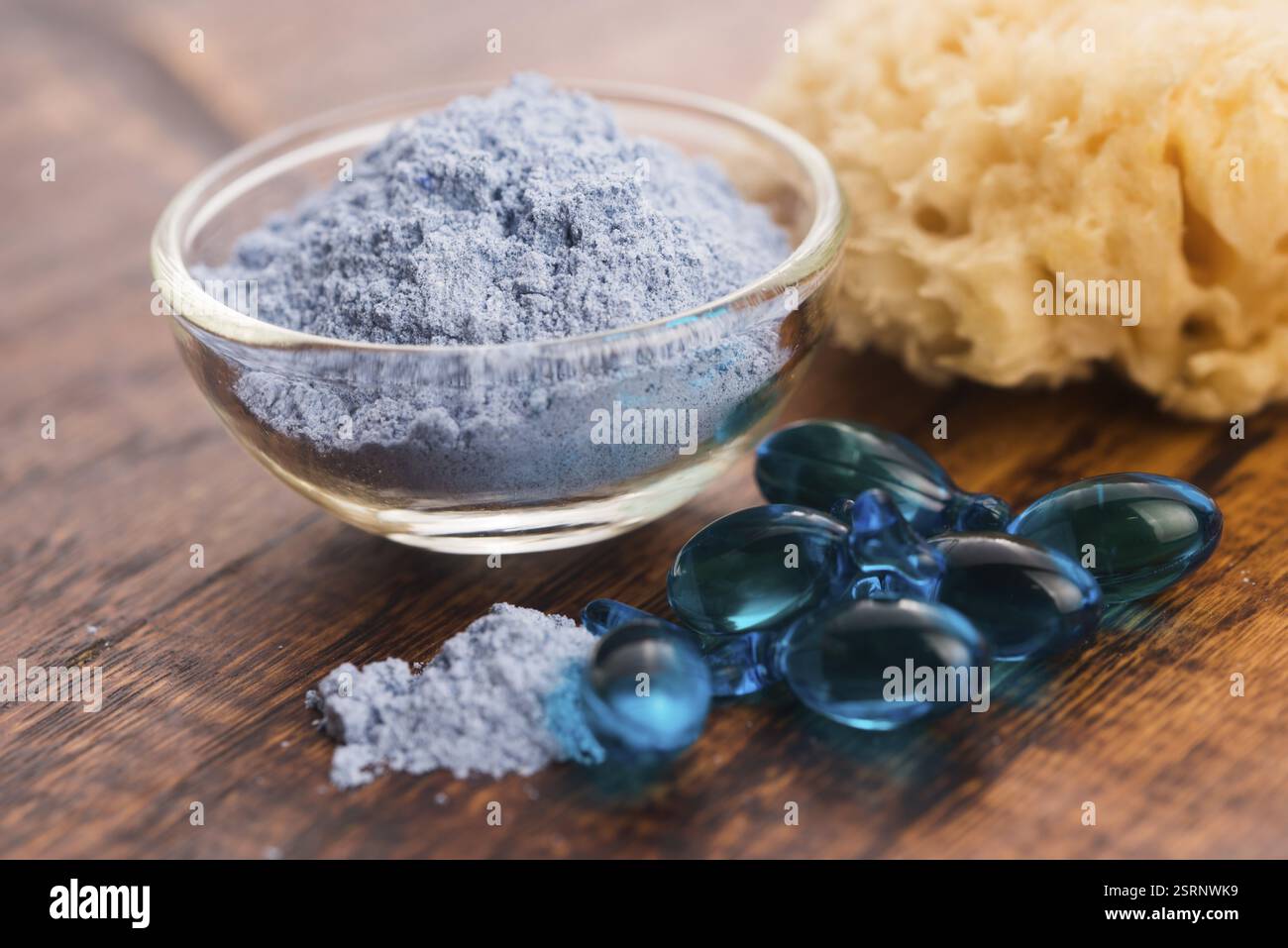 Blue clay mask with serum capsules Stock Photo - Alamy