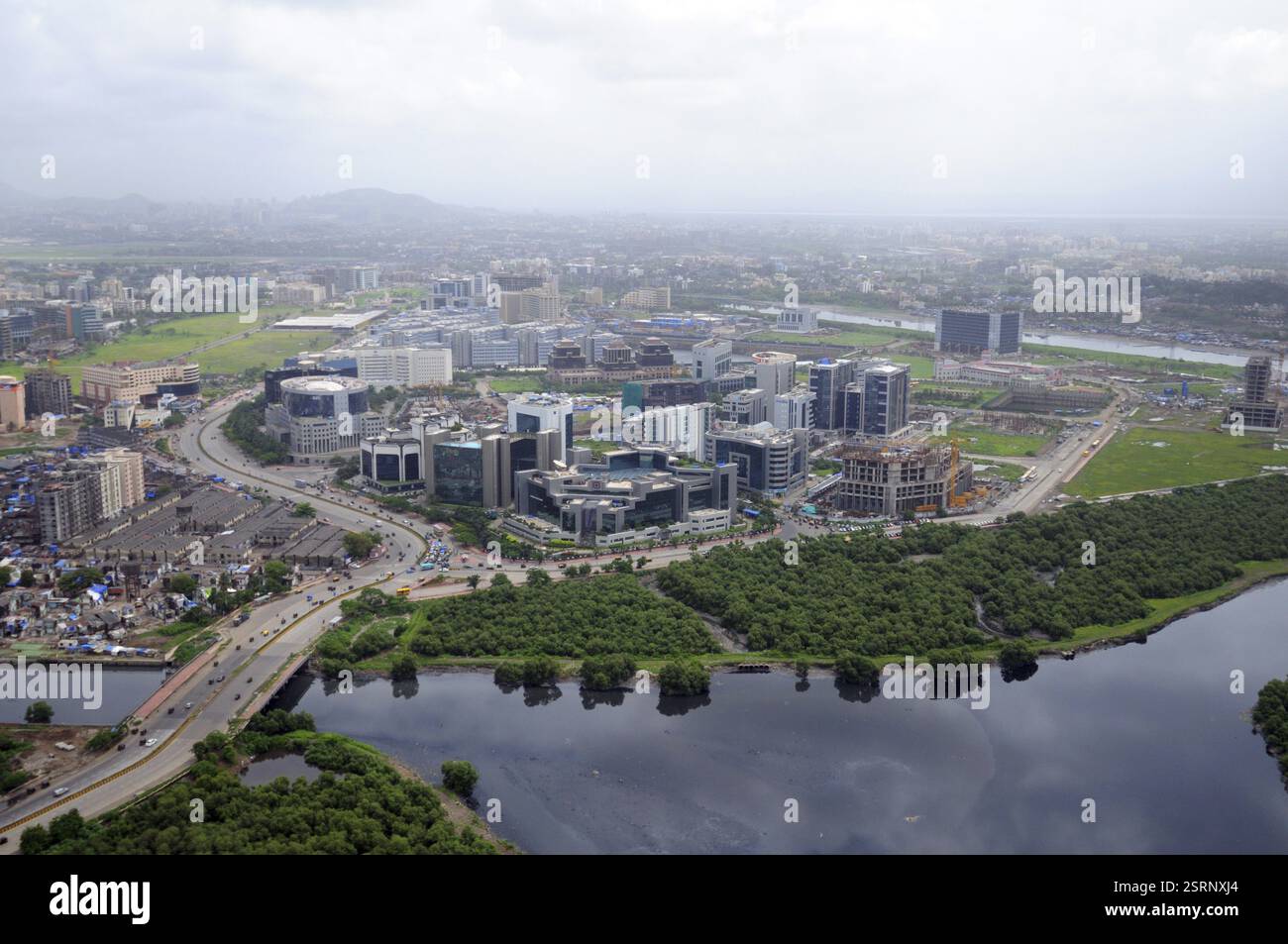 Aerial view of bandra kurla complex and mithi river, Bombay Mumbai ...