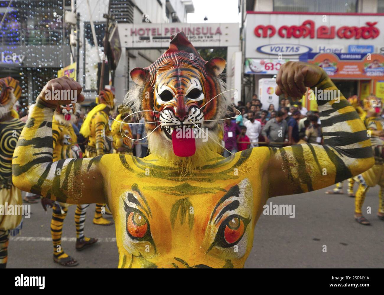 Trained dancers with their carefully painted bodies guise of tigers ...