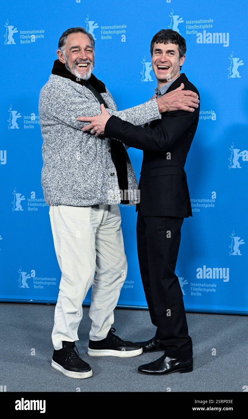 Berlin, Germany. 16th Feb, 2025. Actors Fabio Testi (l) and Yannick ...