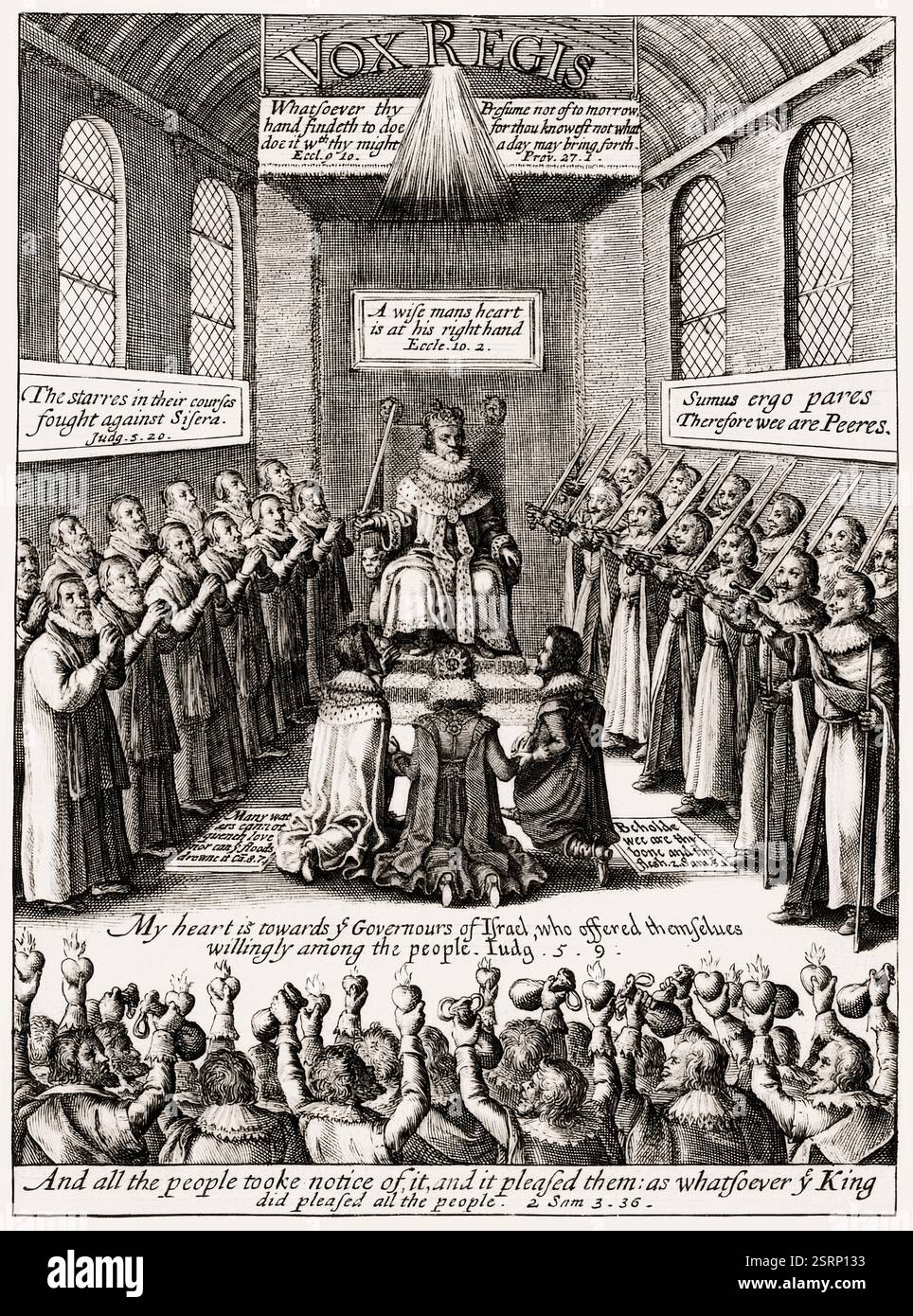 Sitting on the throne in parliament, James VI and I, James Charles ...