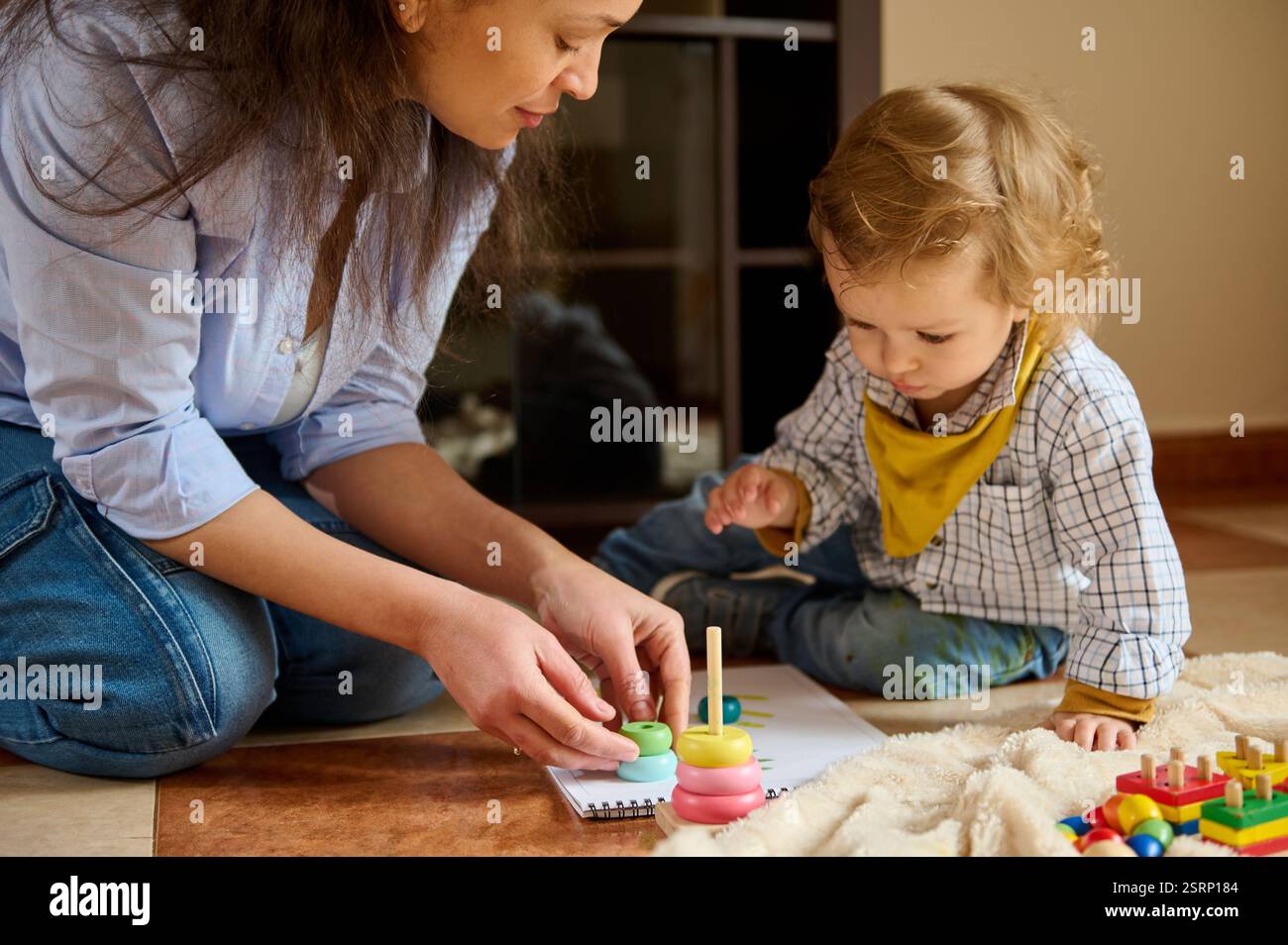 A mother and child learning with creativity, promoting intellectual ...