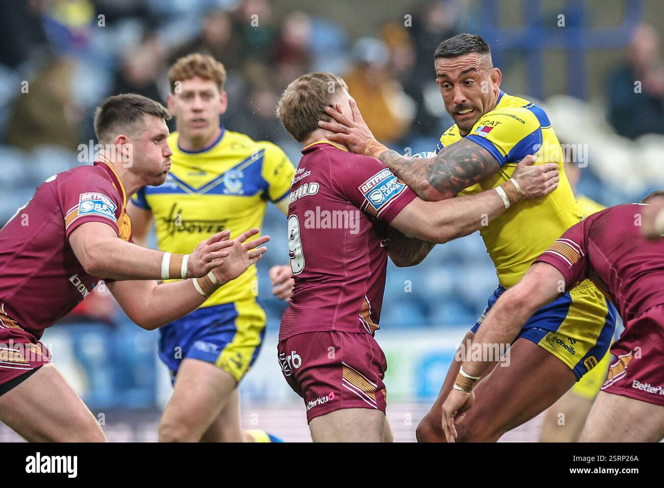 Huddersfield, UK. 16th Feb, 2025. Paul Vaughan of Warrington Wolves ...