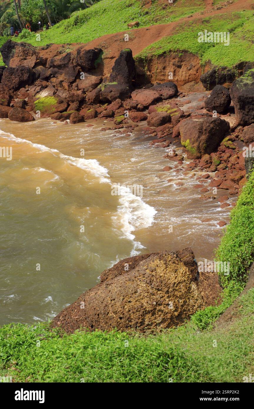 Waves gushing anjuna beach Goa Maharashtra India Asia September 2010 ...