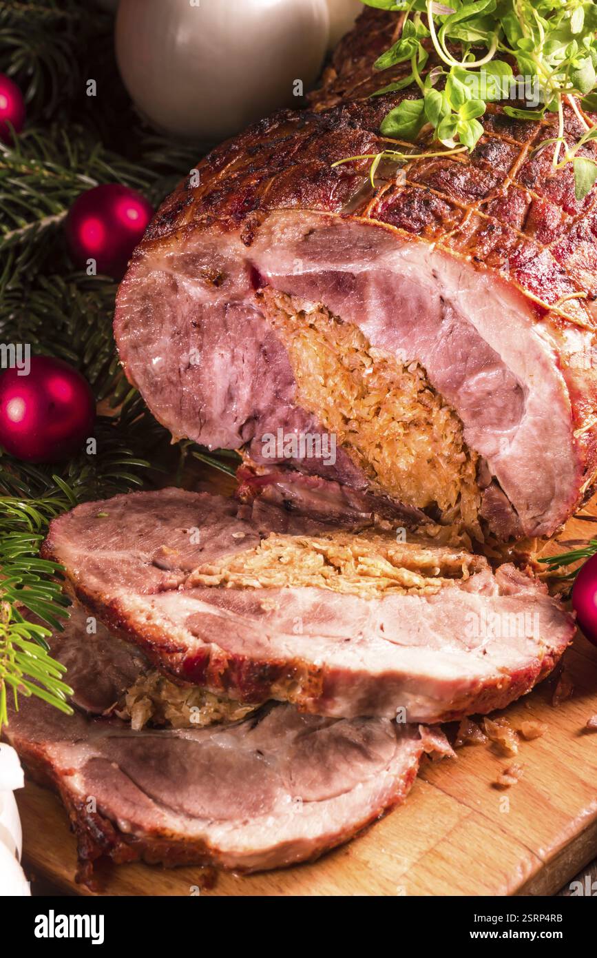 Roast with onion stuffing Stock Photo - Alamy