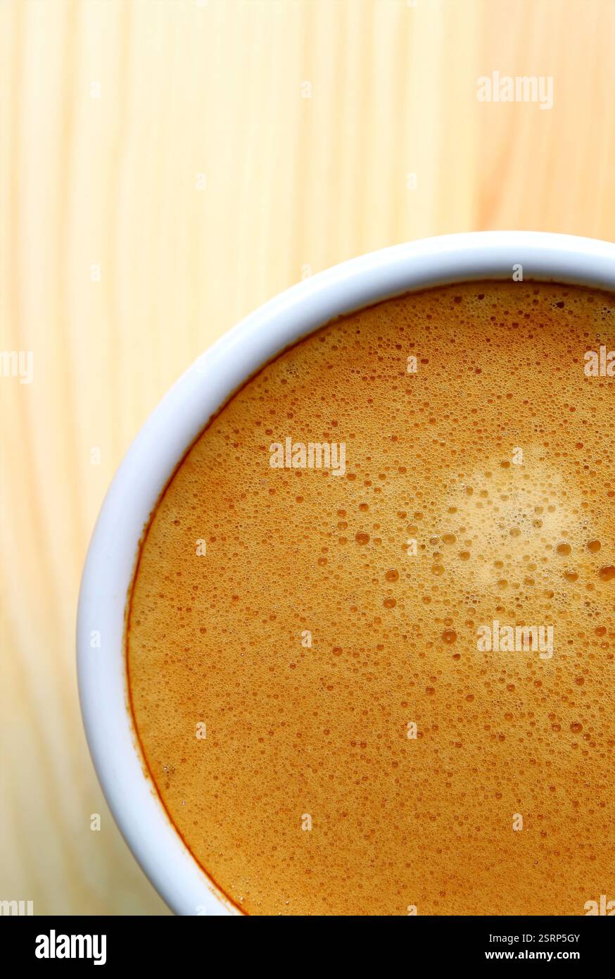 Top view of artistic frothy hot coffee surface Stock Photo - Alamy