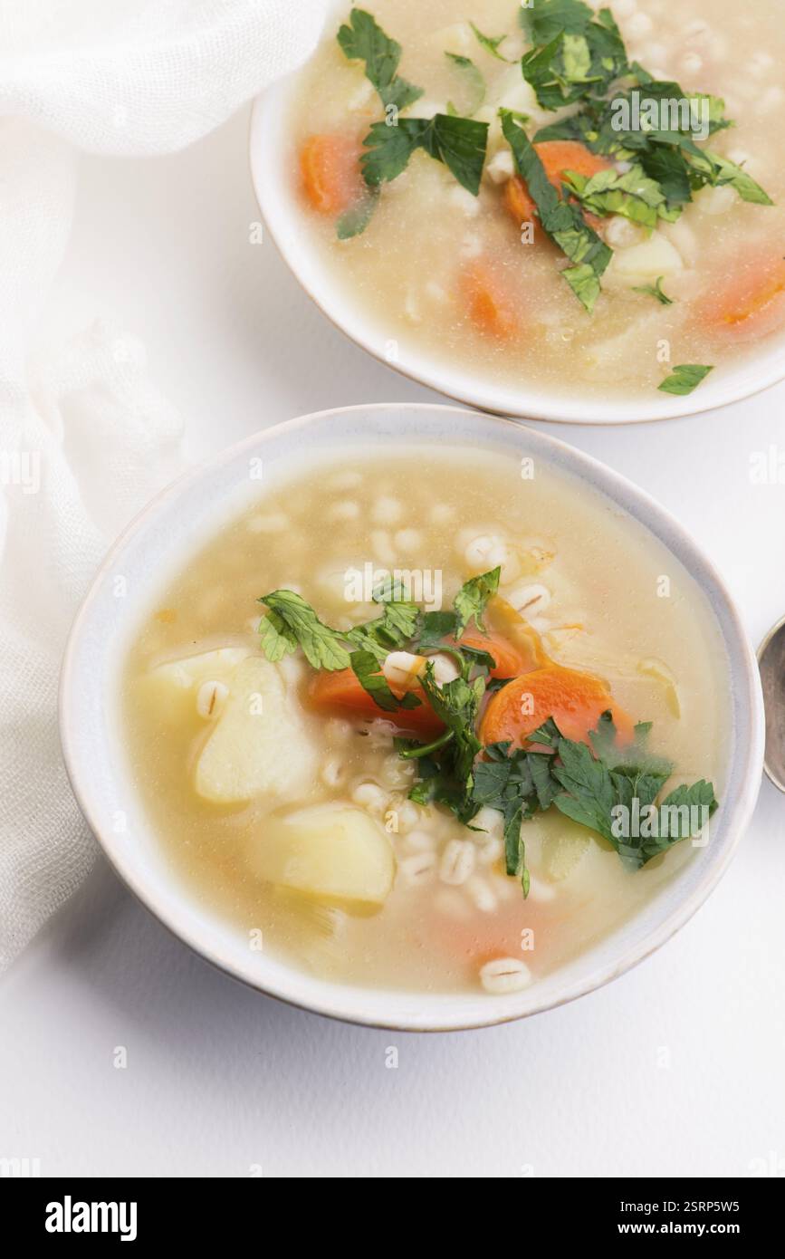 Soup in white cap hi-res stock photography and images - Alamy