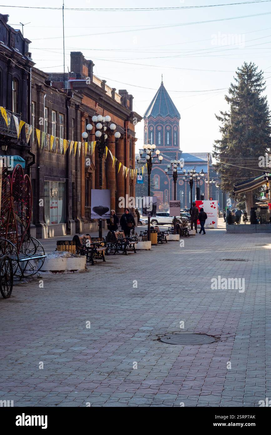 Gyumri, Armenia - February 15, 2025: view of Kirk Kerkorian street in ...