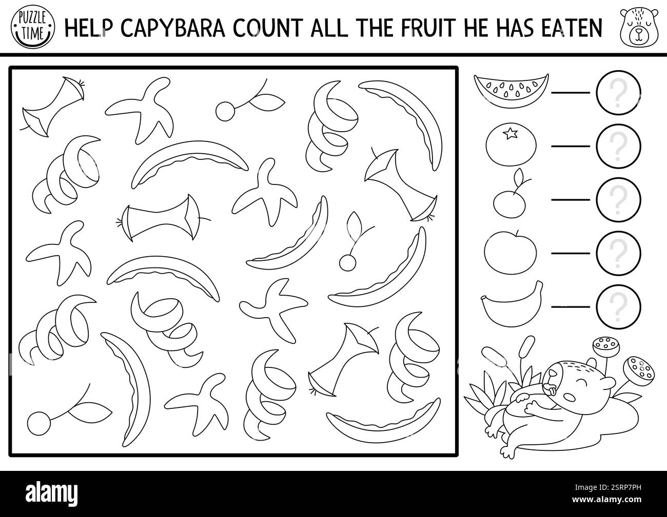 I spy black and white game for kids. Searching and counting line ...