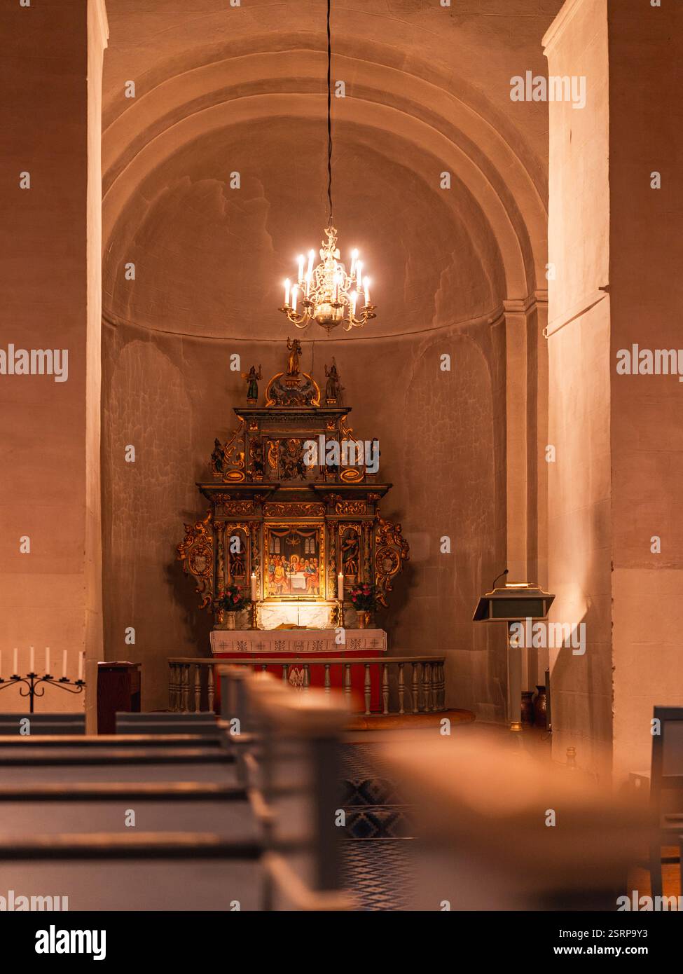 The interior of Hoff Medieval Church, Toten, Norway Stock Photo - Alamy