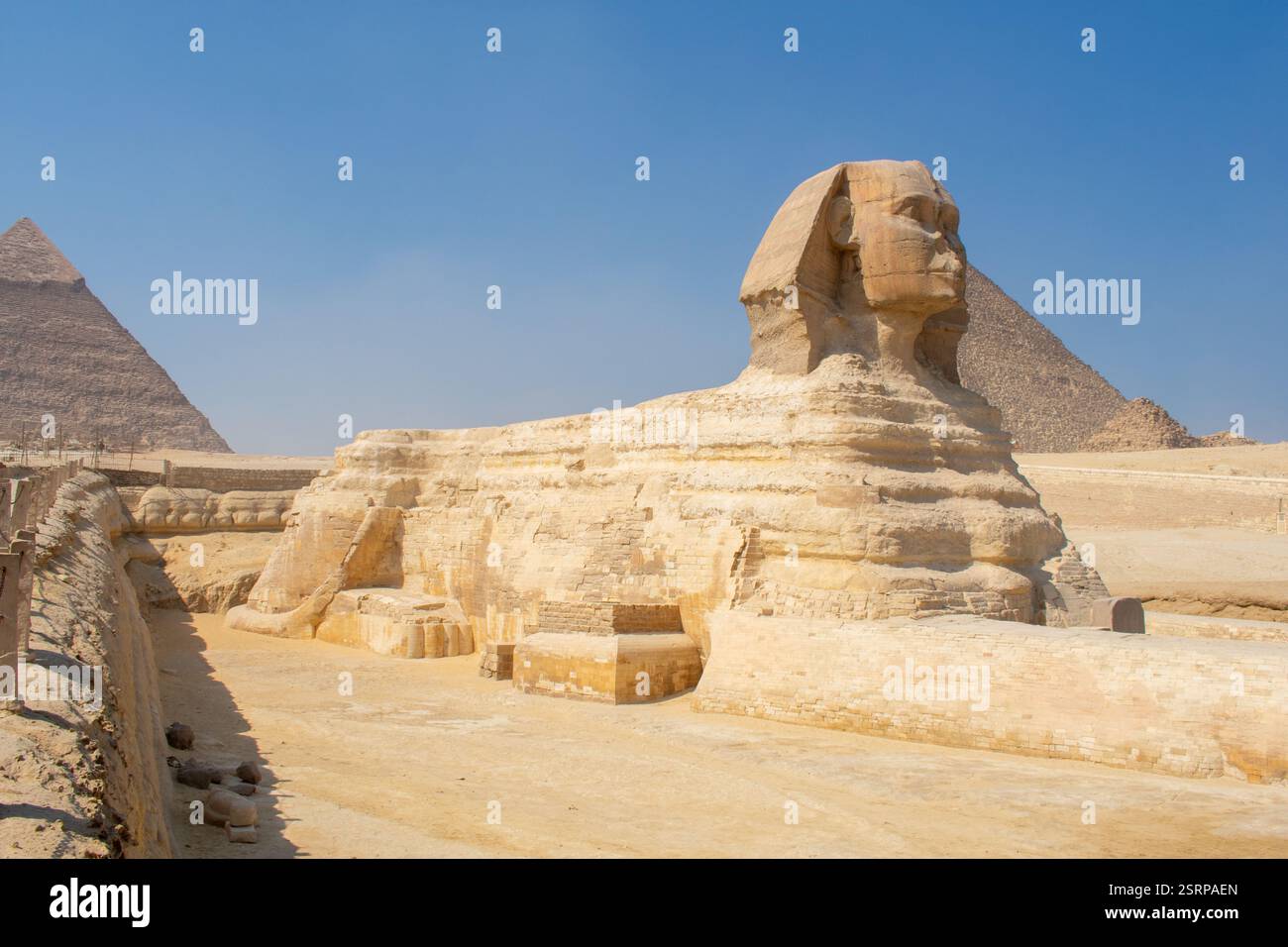 Famous Great Pyramids of Chephren and Cheops, Cairo, Egypt. Giza ...