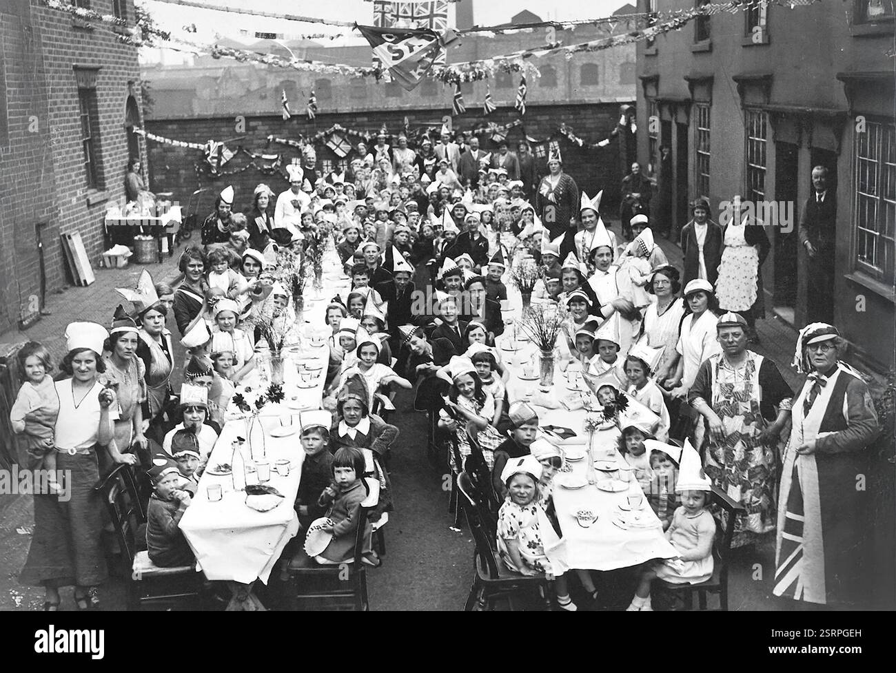 Coronation street party in Field Street, Wolverhampton as children ...