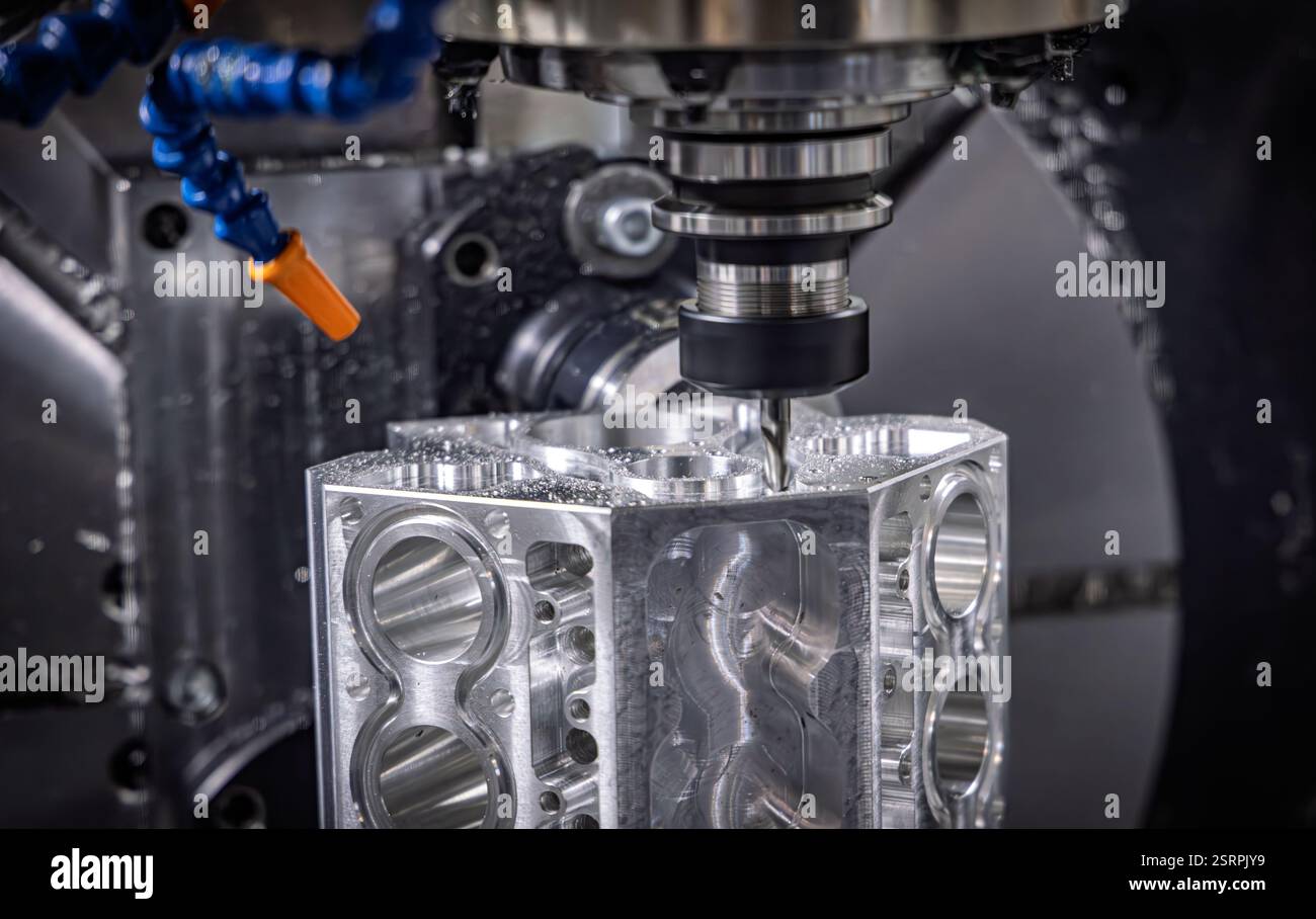 Metalworking CNC lathe milling machine. Cutting metal modern processing ...