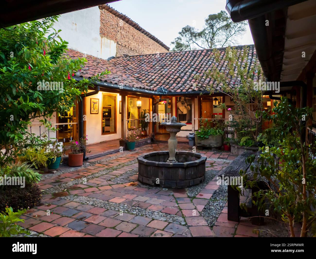 Bogota Colombia - Dec 2, 2021: Inner courtyard in La Candelaria ...