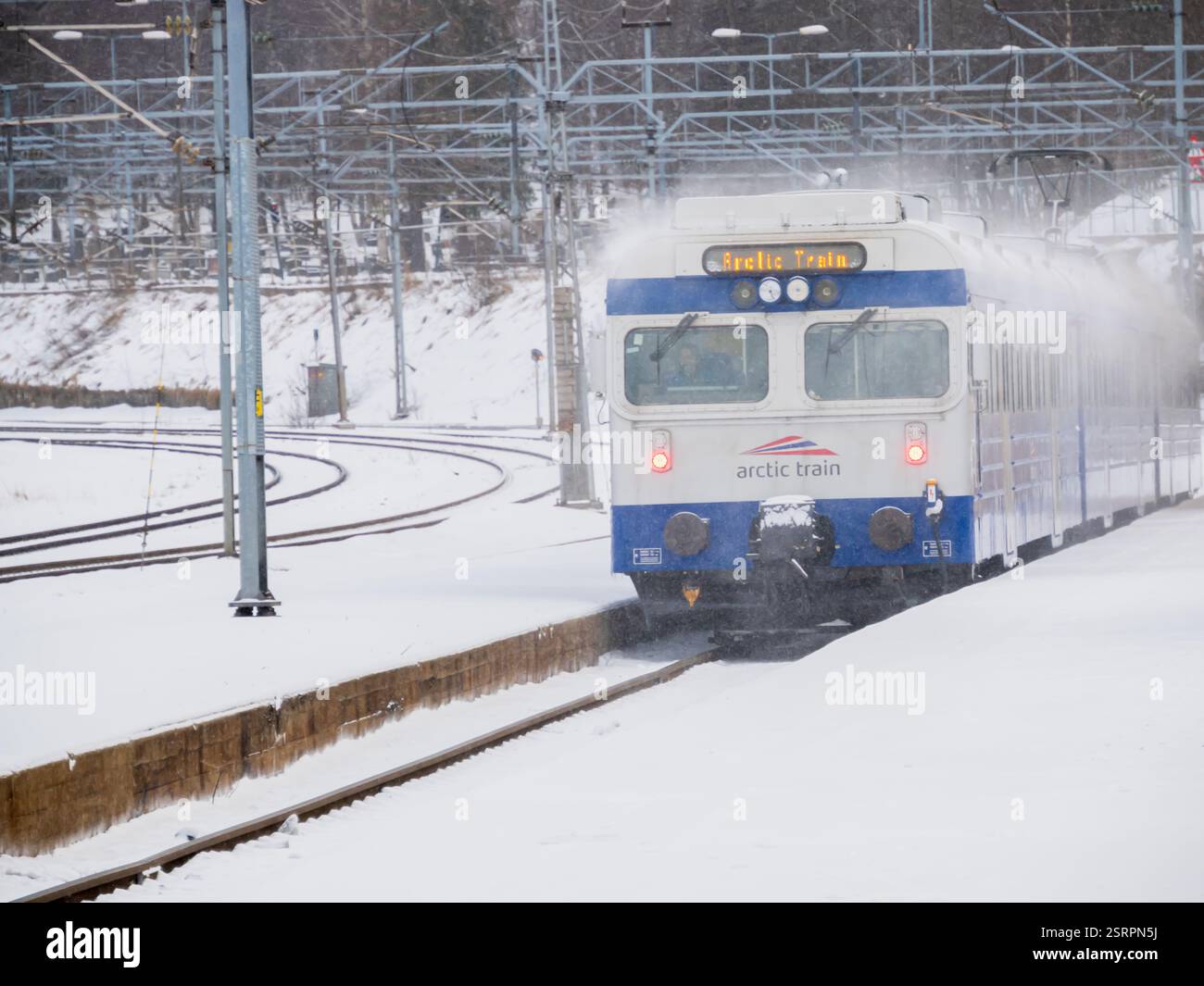 Narvik, Norway - March 2023: Arctic train departs from Narvik railway ...