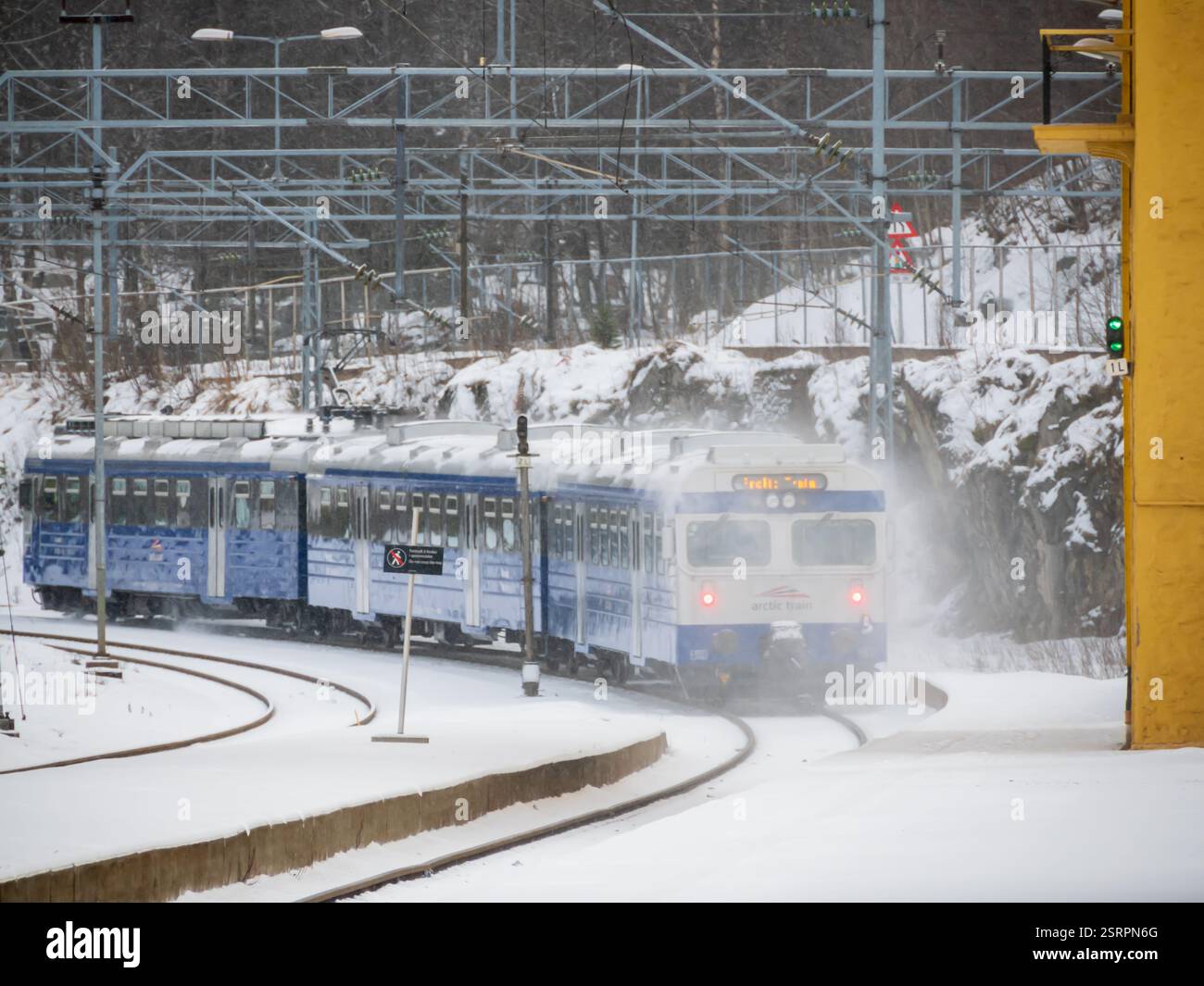 Narvik, Norway - March 2023: Arctic train departs from Narvik railway ...