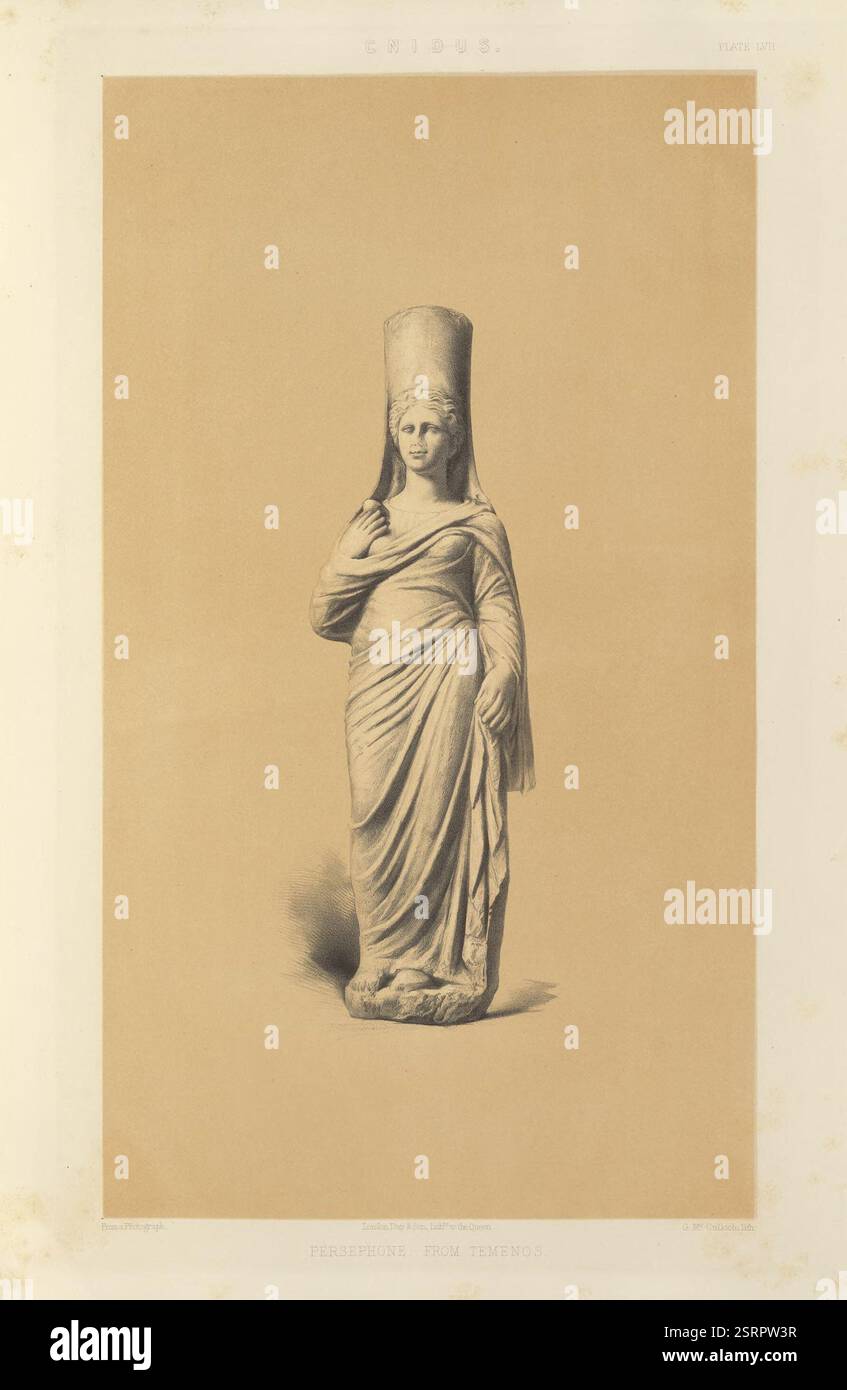 Statue of Persephone from Temenos , Cnidus - ancient Greece. Vintage ...