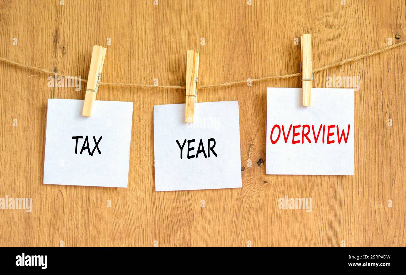 Tax year overview symbol. Concept words Tax year overview on beautiful ...