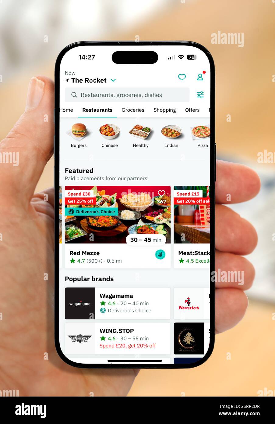 The Deliveroo app on an iPhone 16 Plus Stock Photo - Alamy