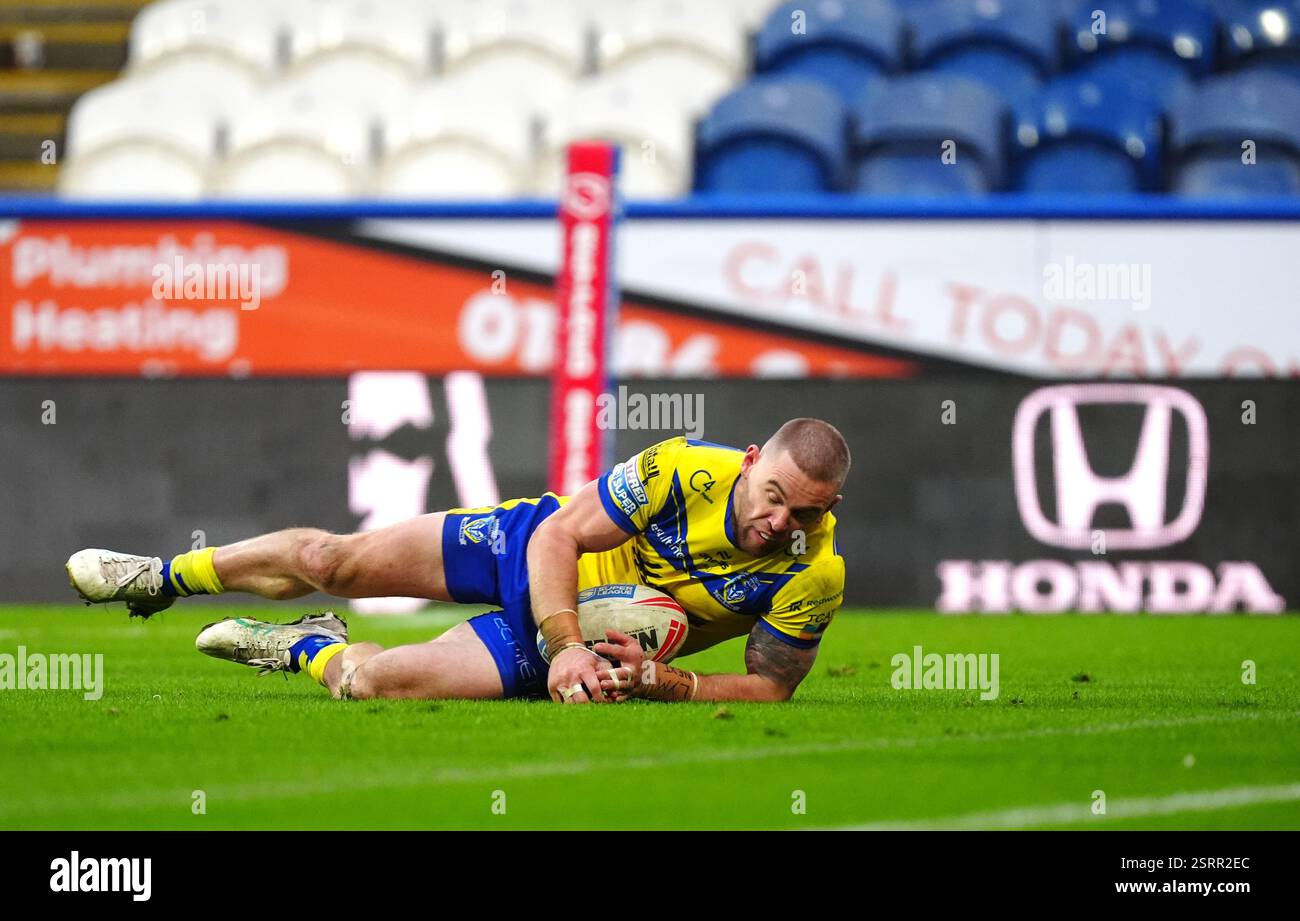 Warrington Wolves' Matthew Dufty scores their side's fourth try of the ...