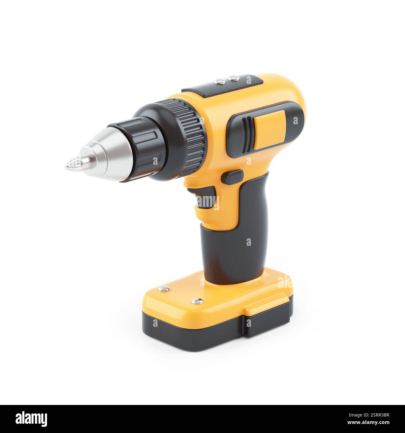 3d illustration of orange power drill, isolated on white background ...