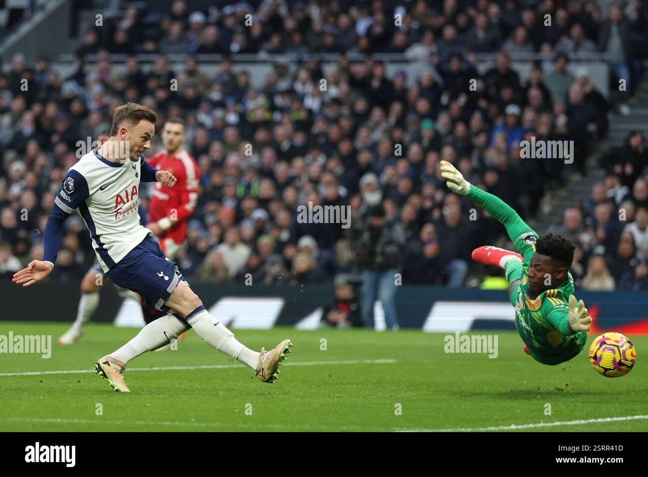 Tottenham's James Maddison scores the opening goal past Manchester ...