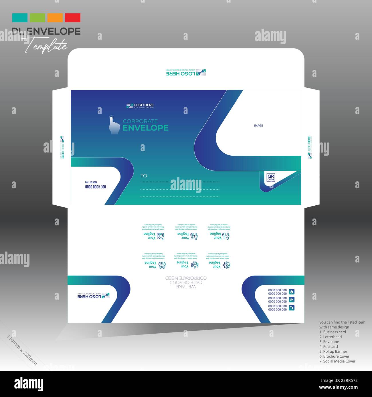 4 colored vector made envelope design for corporate and any best ...