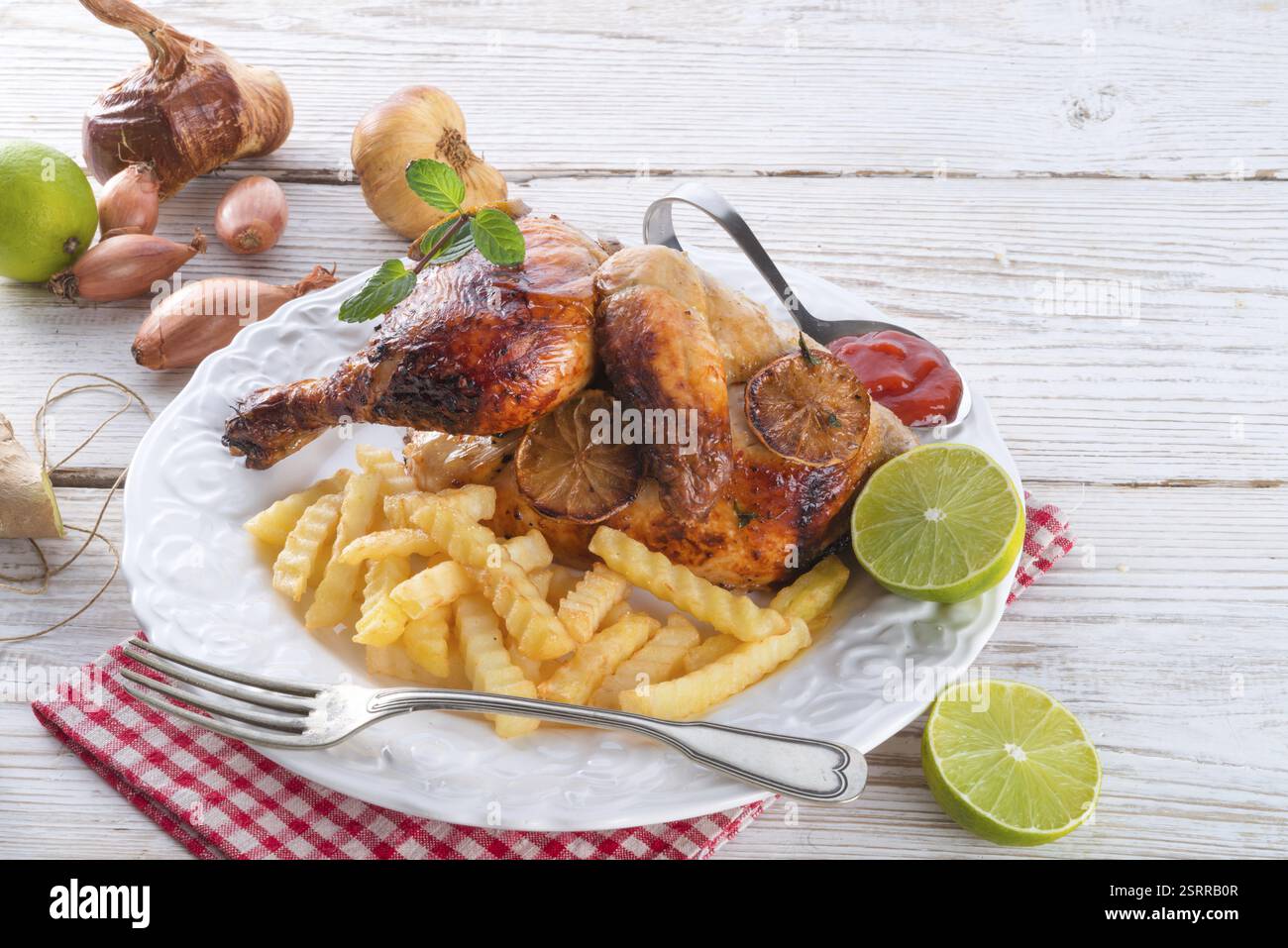 Chickens with chips Stock Photo - Alamy