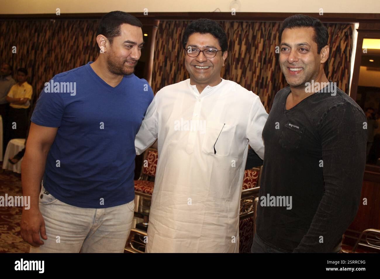 Bollywood actor Aamir Khan Raj Thackeray Salman Khan during meeting ...