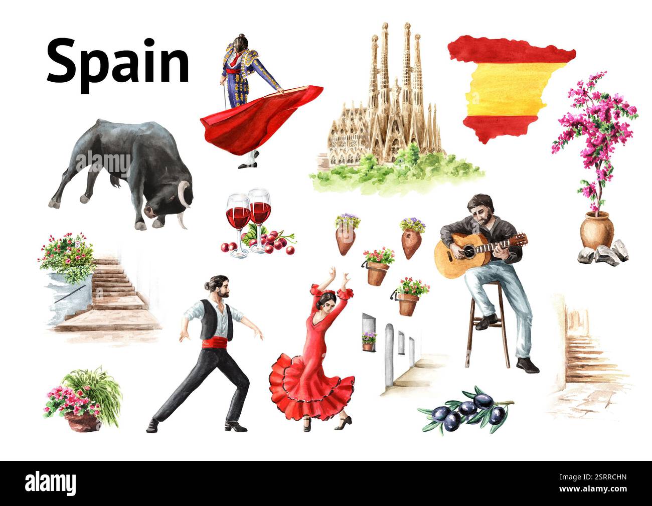 Welcome to Spain set. Landmarks, objects, symbols, traditions ...