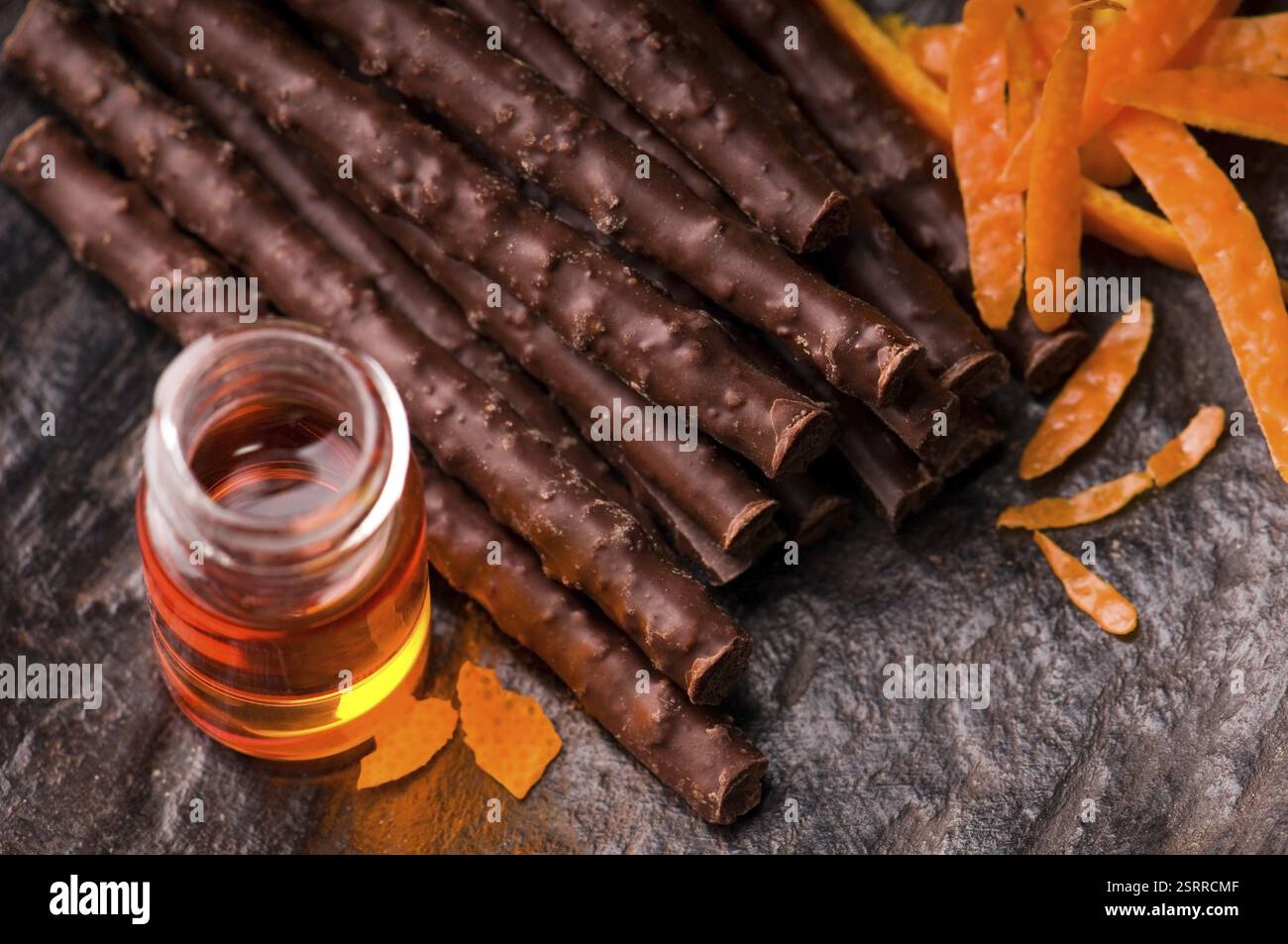 Chocolate sticks with orange Stock Photo - Alamy